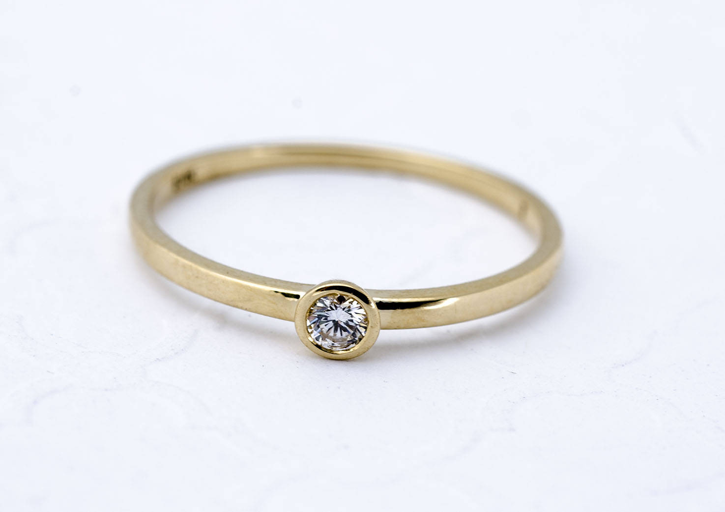 Tiny Diamond Ring, Minimalist Diamond Engagement Ring, 18k Real Gold ...