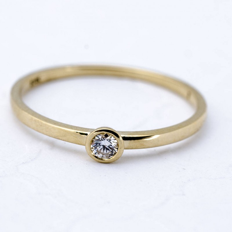 Tiny Diamond Ring, Minimalist Diamond Engagement Ring, 18k Real Gold ...