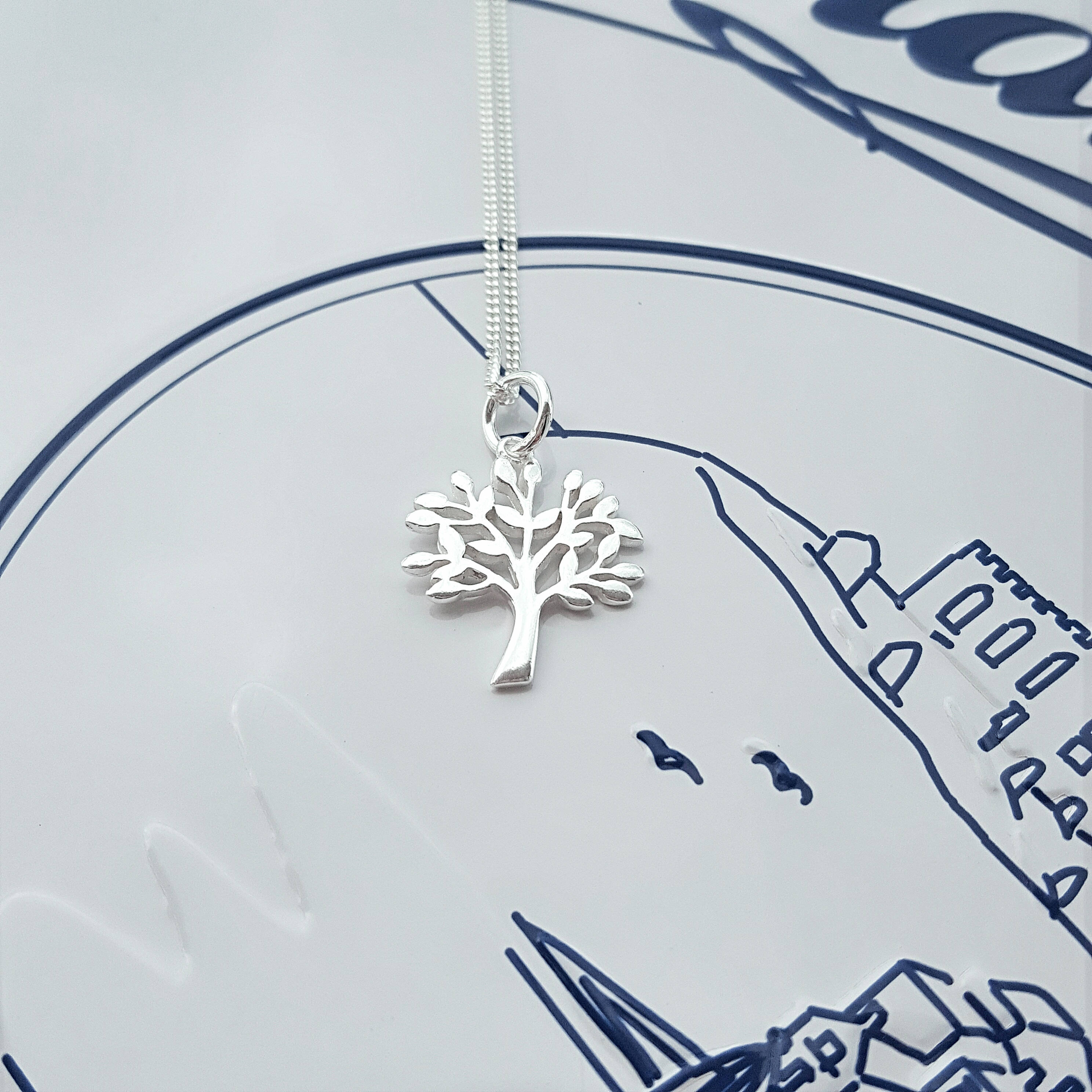 Family Tree Necklace, Sterling Silver Family Tree Necklace, Silver ...