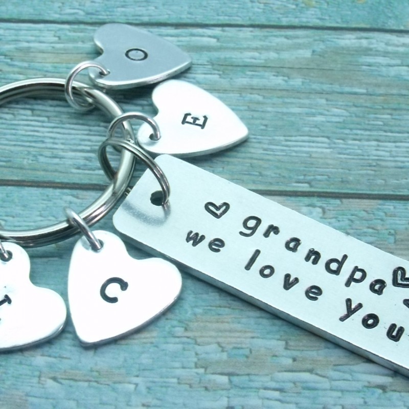 Grandpa We Love You Keyring, Personalised, Gift For Granddad, Gift For ...