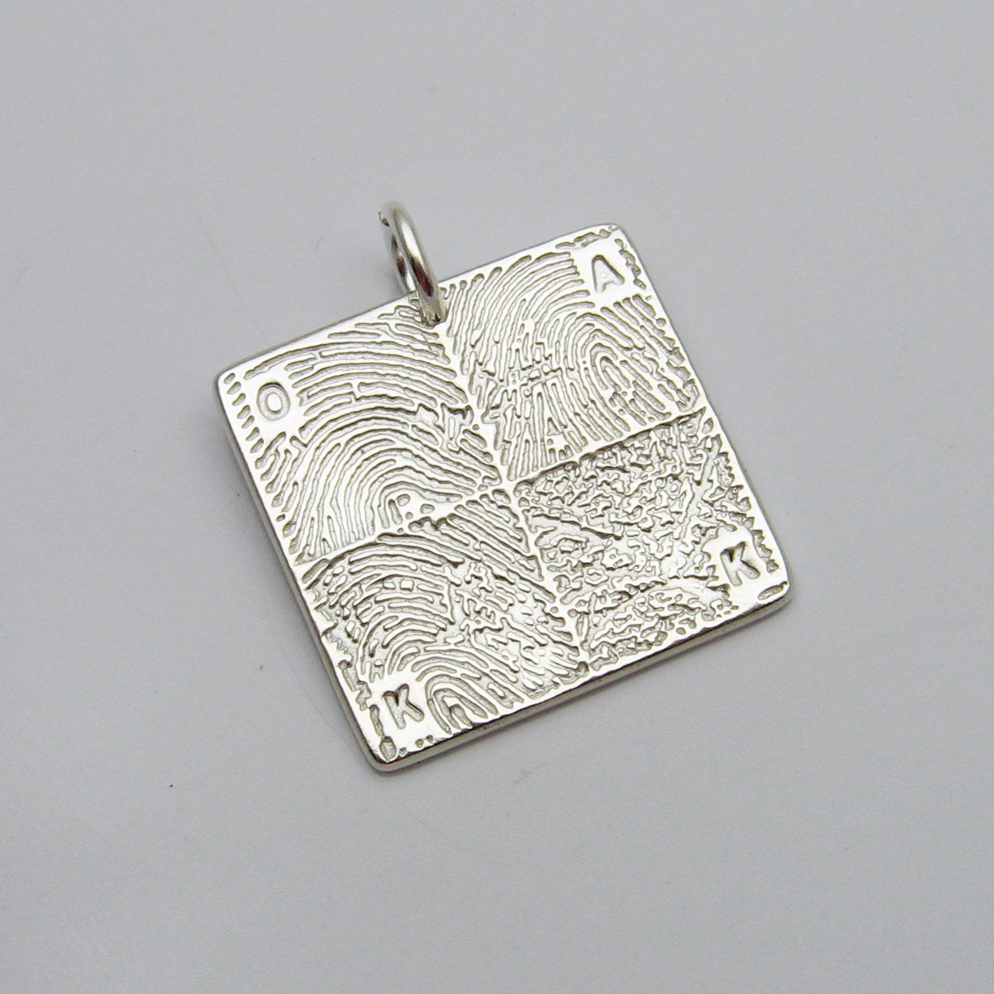 Fingerprint Jewelry, Custom Silver Square Fingerprint Pendant with 4 ...
