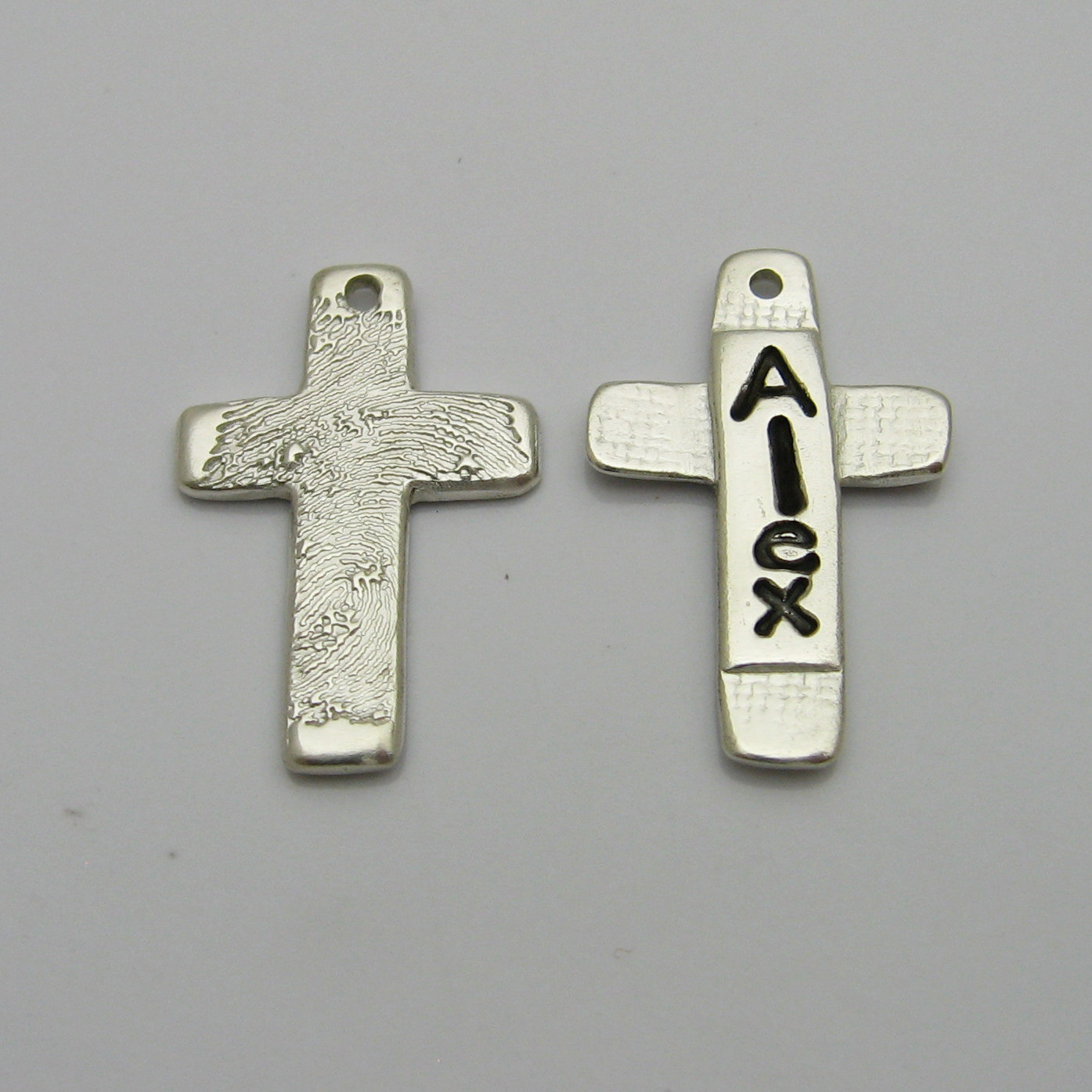 Sterling Silver Cross Fingerprint Keychain, Fingerprint Cross, Silver ...