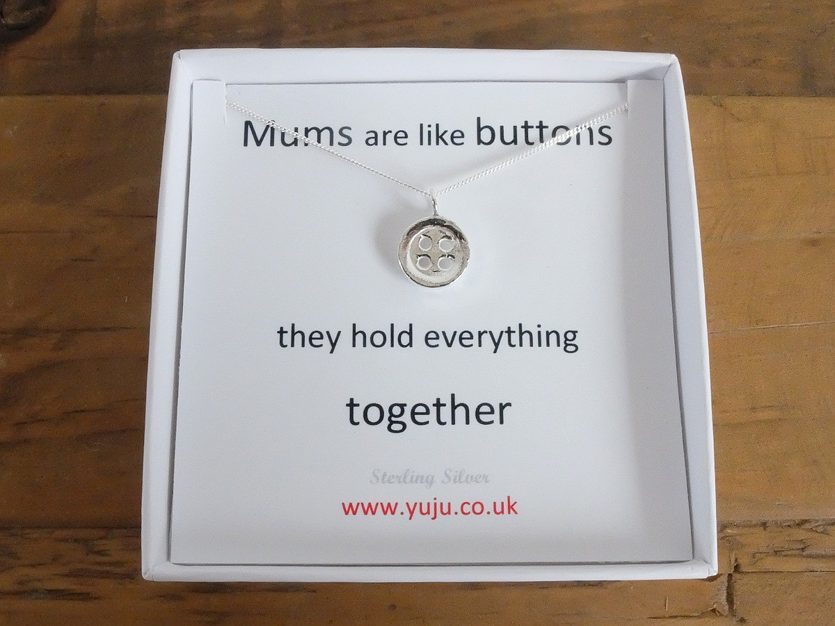 Gift for Mum, Mothers Day Gift, Silver Button Necklace with Quote ...