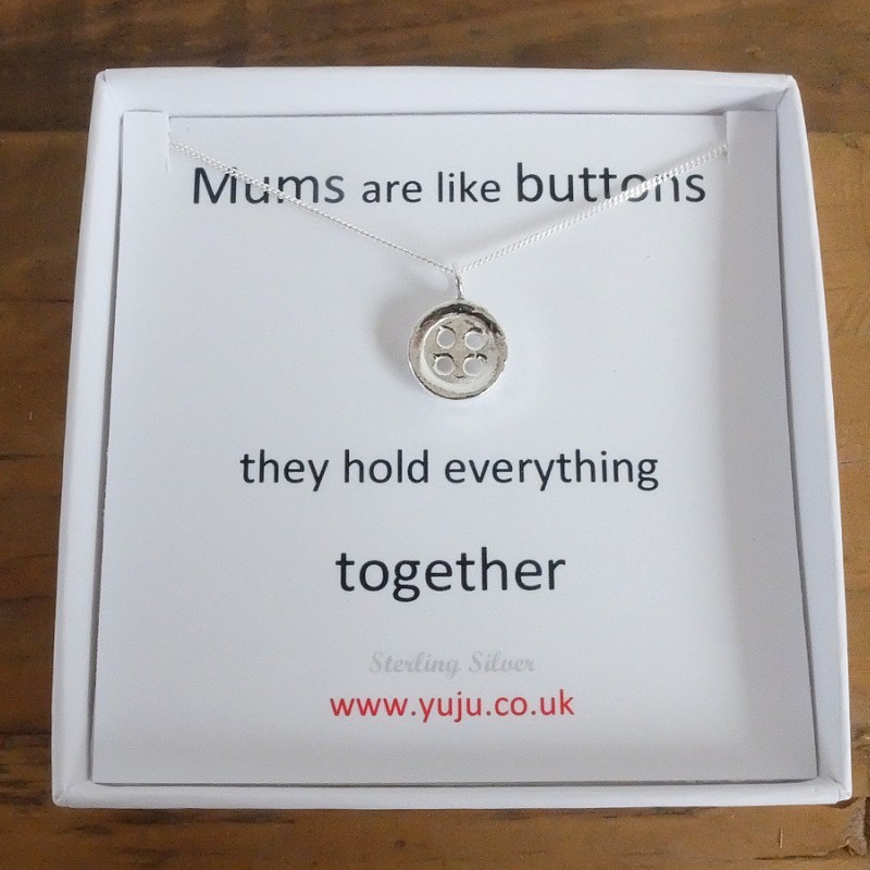 Gift for Mum, Mothers Day Gift, Silver Button Necklace with Quote ...