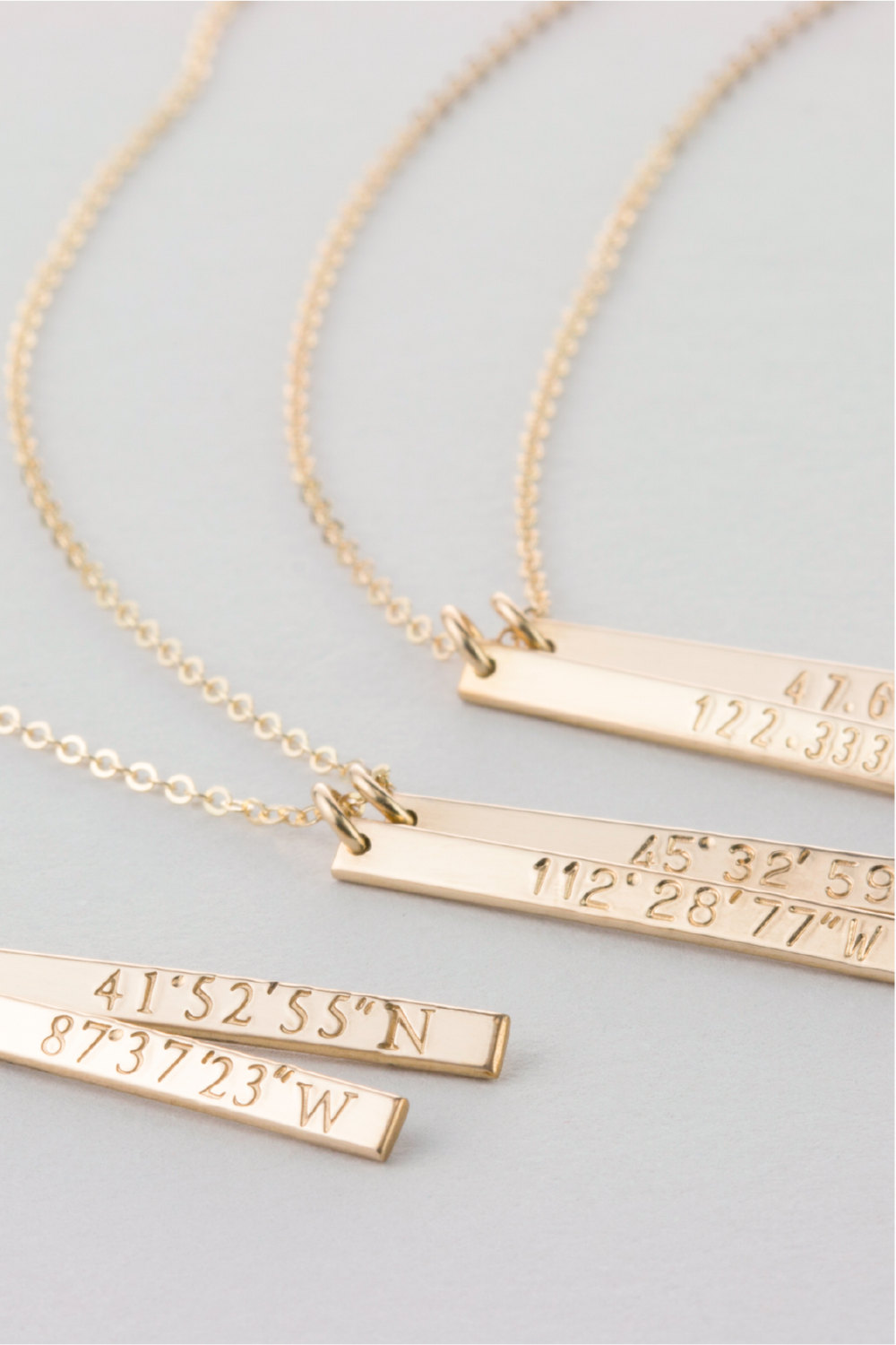 Coordinates Necklace • Custom GPS Location Necklace, Dainty Vertical ...