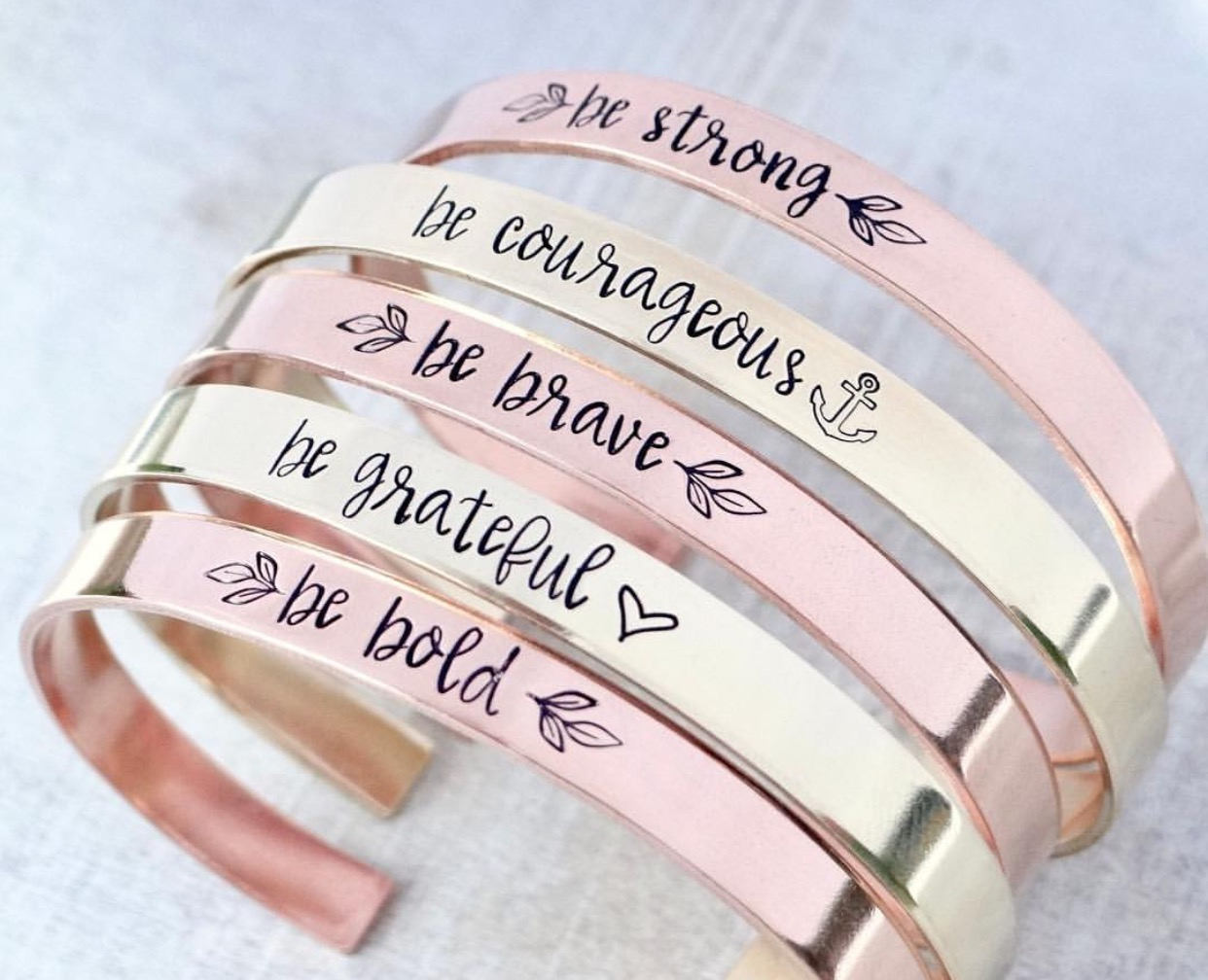 Affirmation Bracelet. Personalized Cuff. Be Brave, Be Courageous, Be ...
