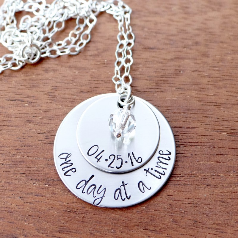 One Day At A Time, Sobriety Necklace. Recovery Jewelry, Recovery ...