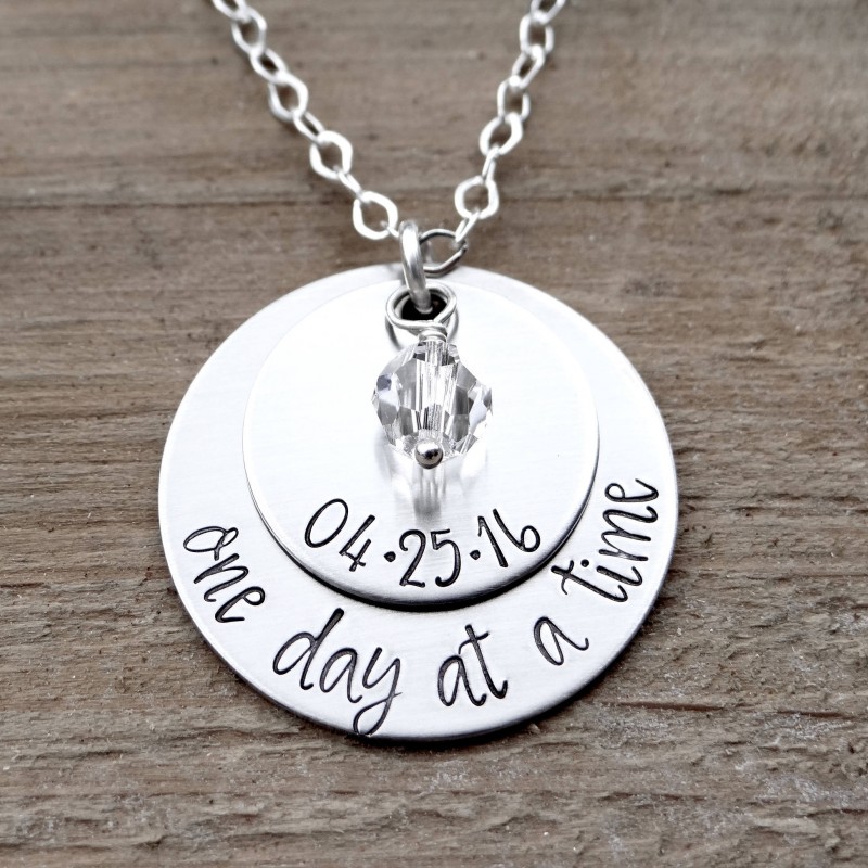 One Day At A Time, Sobriety Necklace. Recovery Jewelry, Recovery ...