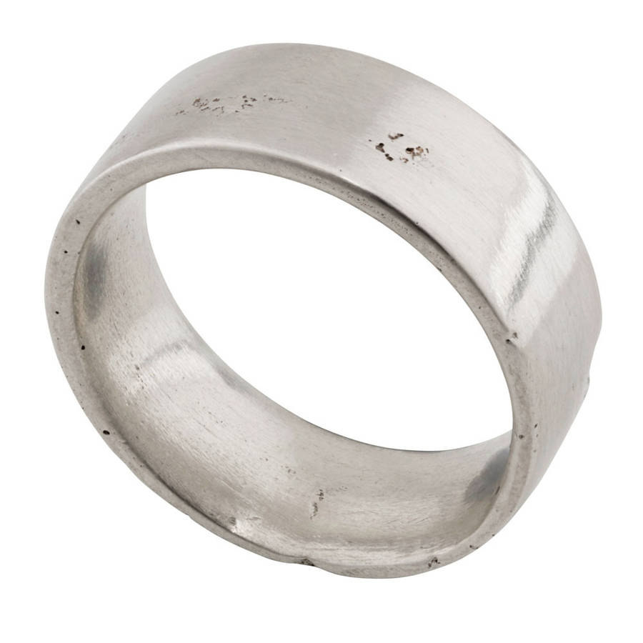 Sterling Silver Flat Sand Cast Wedding Ring - The Handmade